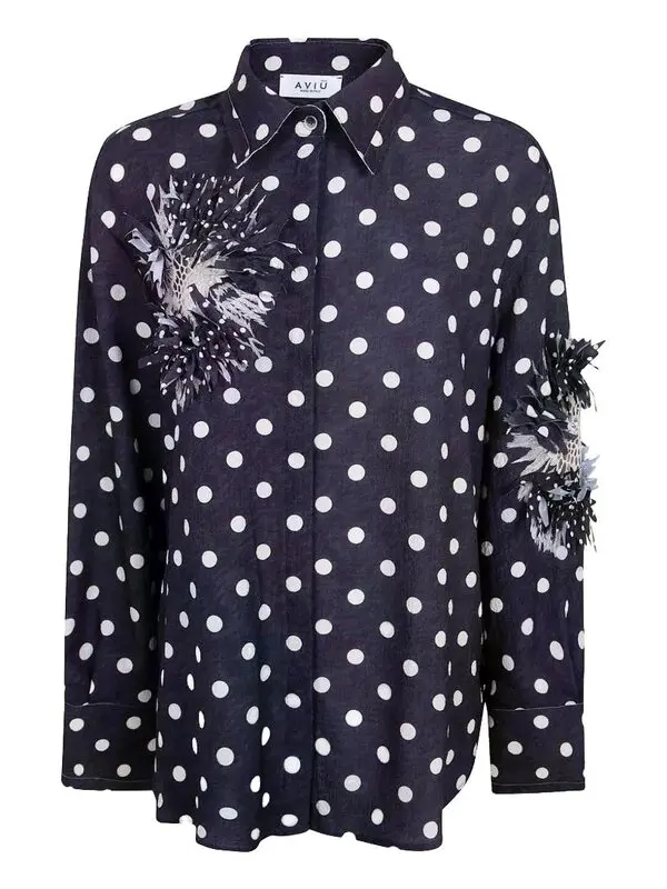 AVIU Polka-dot Print Shirt - Black