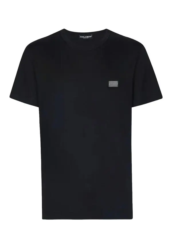Dolce & Gabbana Cotton T-shirt With Branded Tag - Blue