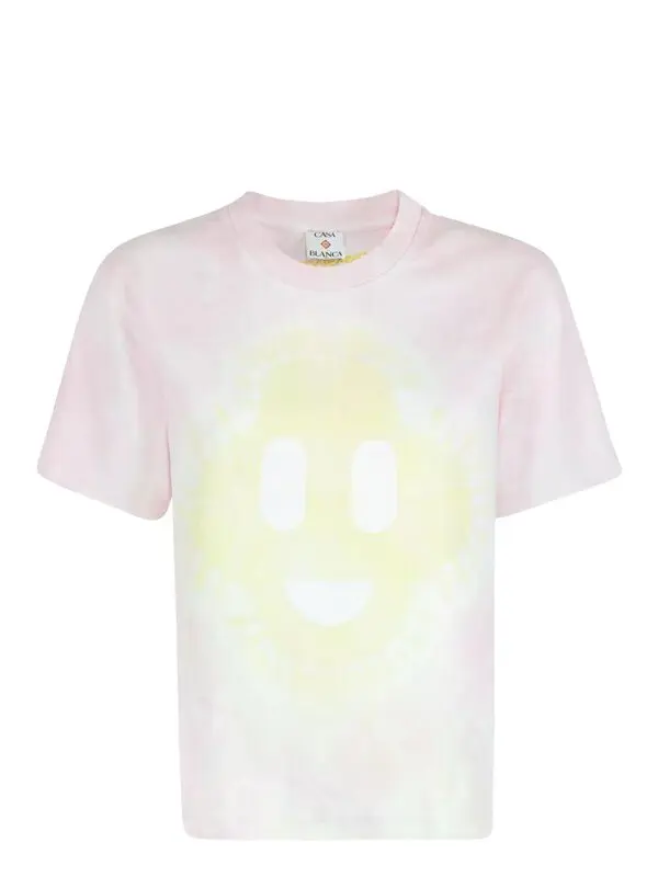 Casablanca Tie-dye Smiley-motif T-shirt - Pink