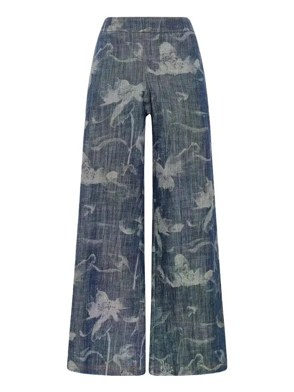 Malìparmi Floral-print Trousers - Blue