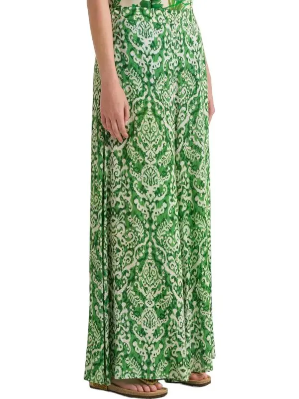 Malìparmi Ikat Print Wide Leg Trousers - Green