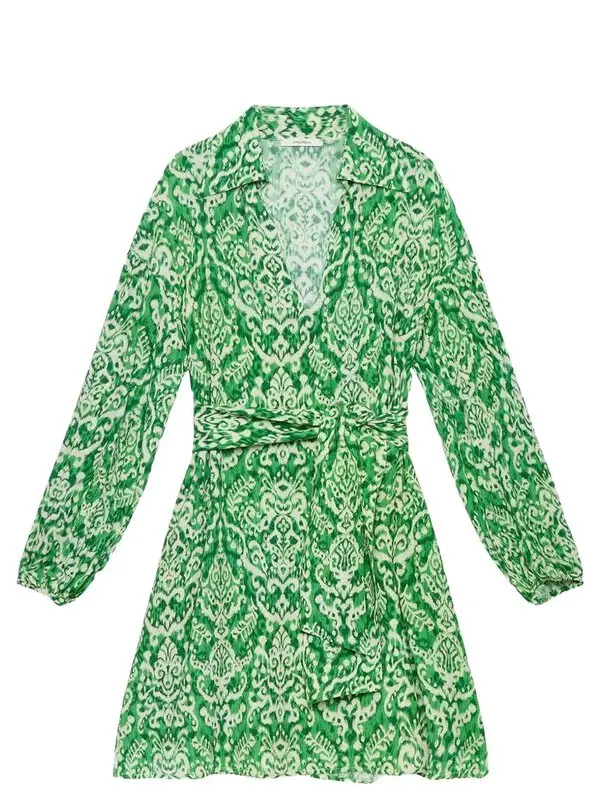 Malìparmi Ikat Print Sash Shirt Dress - Green