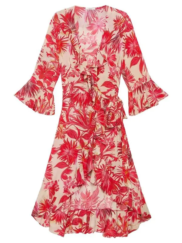 Malìparmi Floral Print Midi Dress - Red