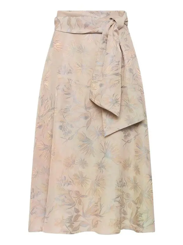 Malìparmi A-line Skirt With Tie Belt - Neutrals