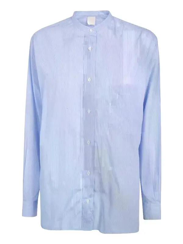 Aspesi Striped Band-collar Shirt - Blue