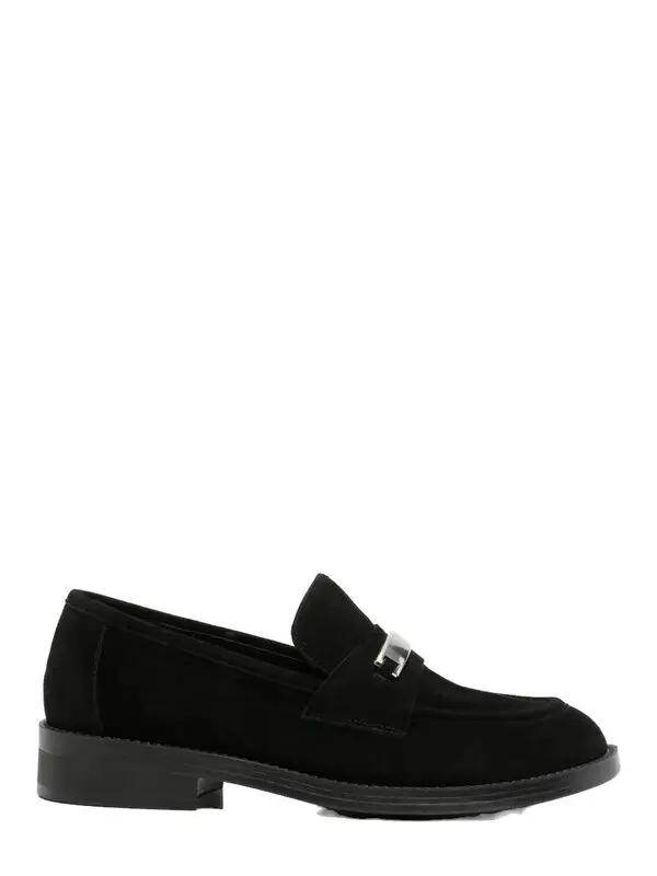 ADRIANNA FERETTI Suede Loafers With Plaque Detail - Black
