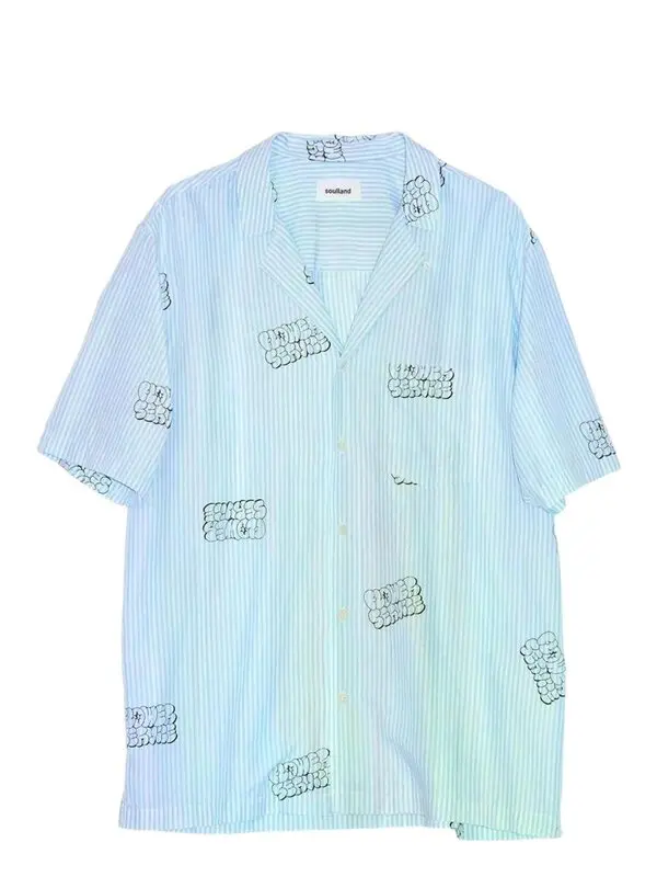 SOULLAND Orson Stripe-pattern Shirt - Blue