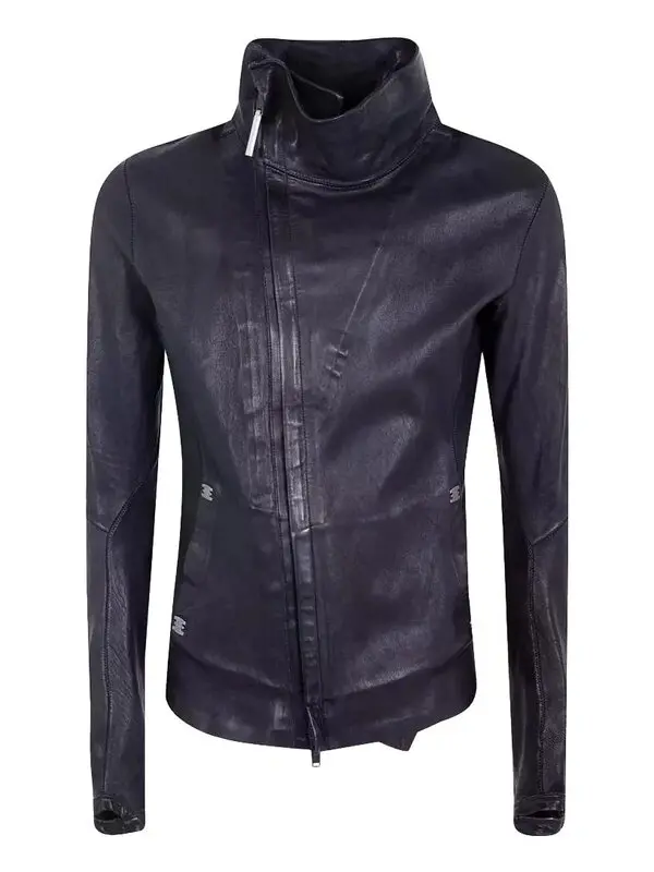 ISAAC SELLAM EXPERIENCE Imparable High-neck Leather Jacket - Black