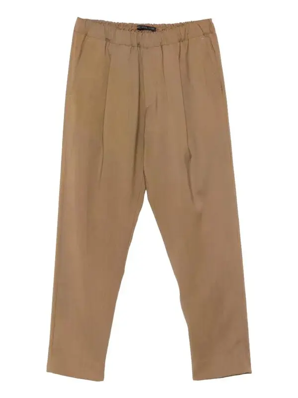 LOW BRAND Pleated Elasticated-waistband Trousers - Neutrals