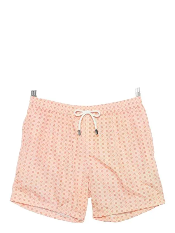 BARBA NAPOLI Floral-print Drawstring Swim Shorts - Orange