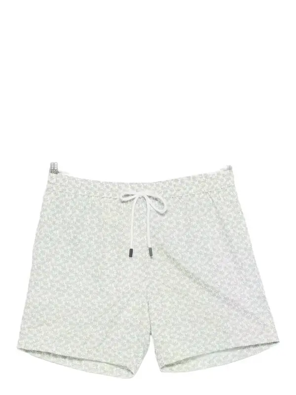 BARBA NAPOLI Palm-tree Print Swim Shorts - White