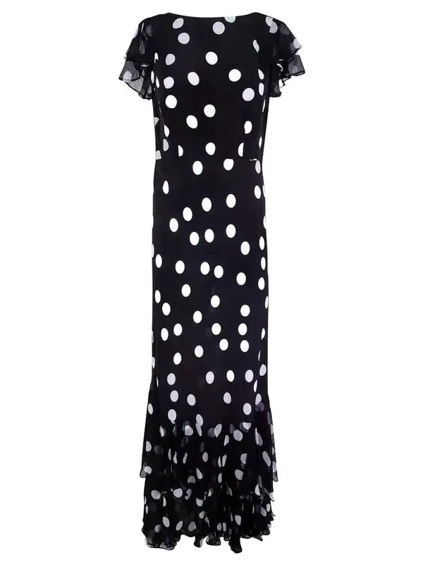 Rixo Polka-dot Ruffled Dress - Black