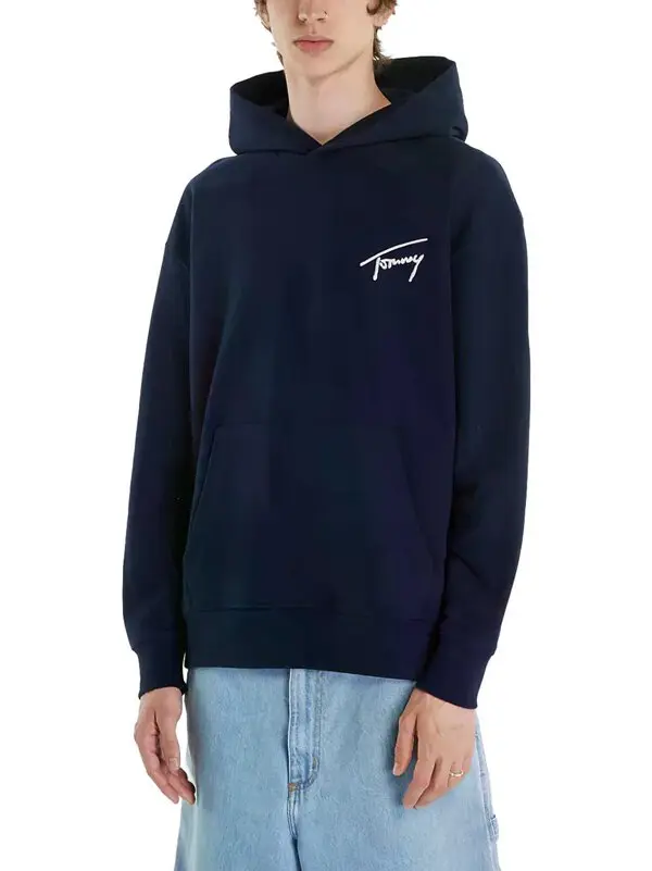 Tommy Hilfiger Signature-logo Print Hoodie - Blue