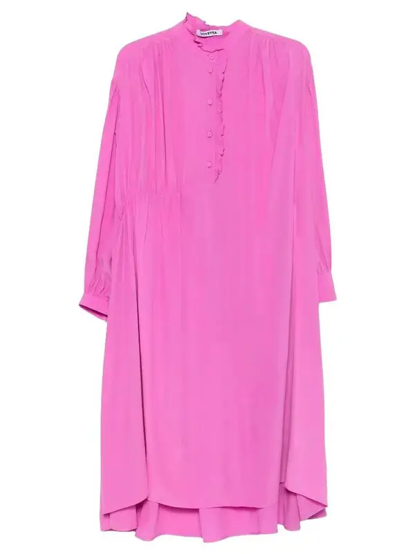 Vivetta Ruffled-trim Gathered Dress - Pink