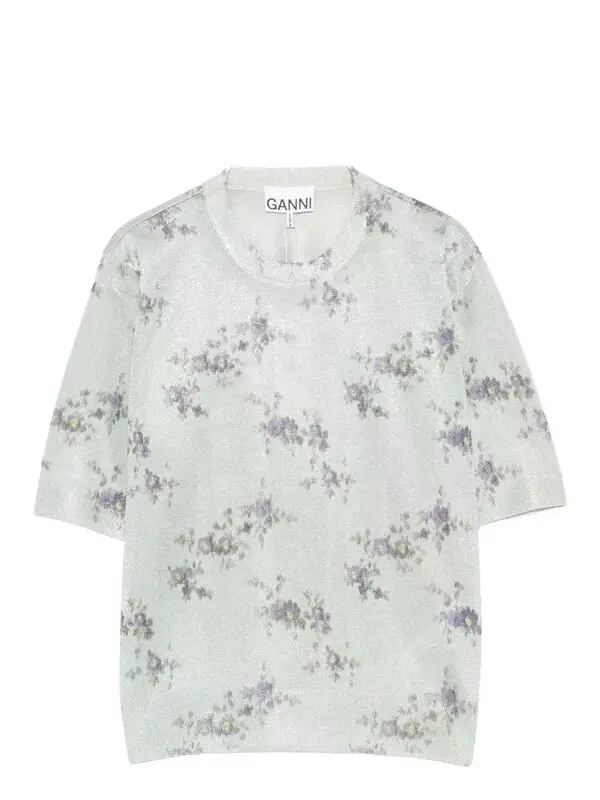 GANNI Floral-print T-shirt - Green