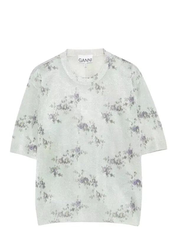 GANNI Floral-print T-shirt - Green