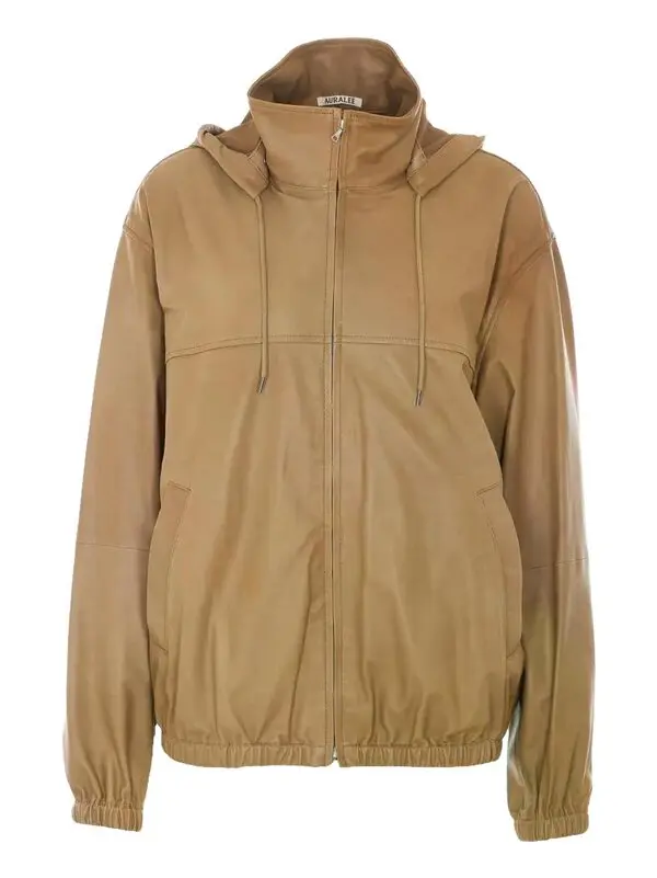 Auralee Hooded Leather Jacket - Neutrals