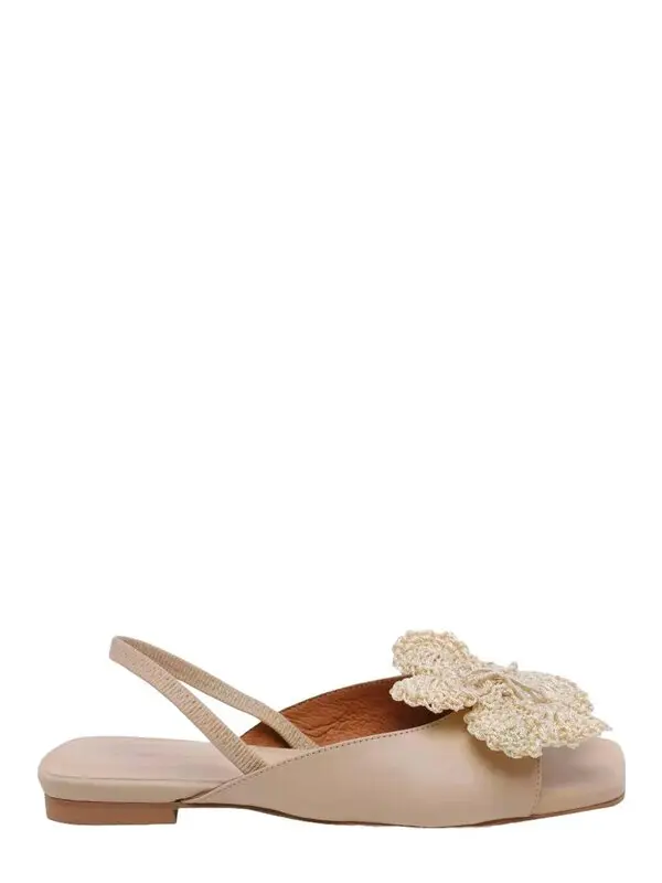 ANGEL ALARCON Flower Detail Slingback Flats - Neutrals
