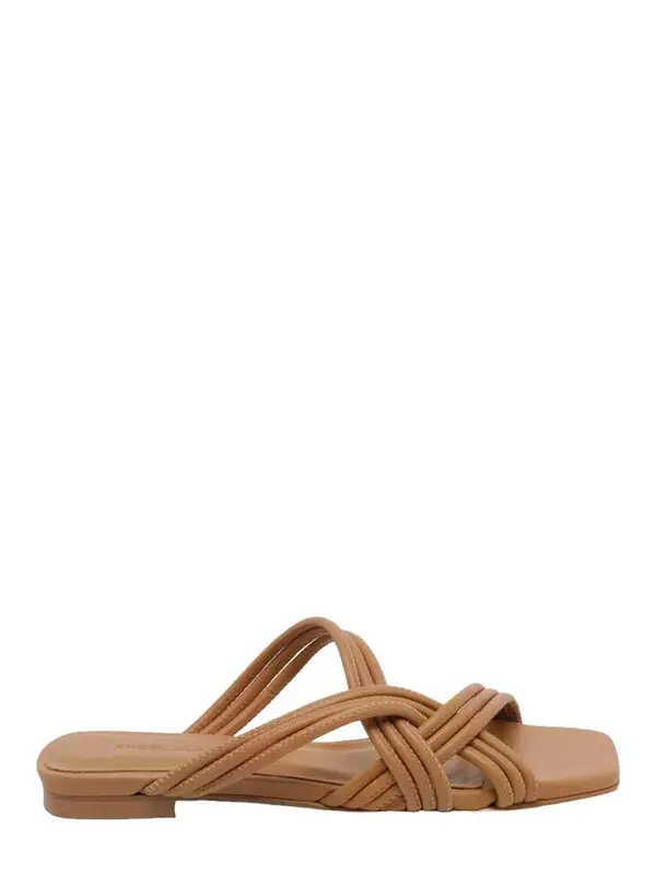 ANGEL ALARCON Crossover-strap Square-toe Sandals - Neutrals