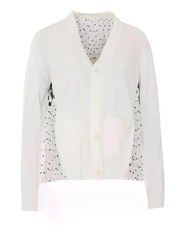 Sacai Floral-print Pleated Cardigan - White