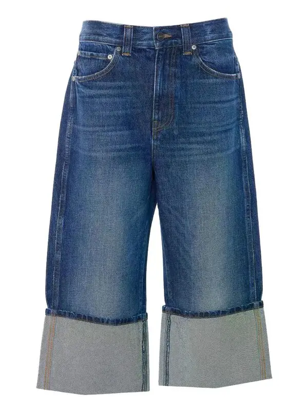 Khaite Cuffed Straight Jeans - Blue