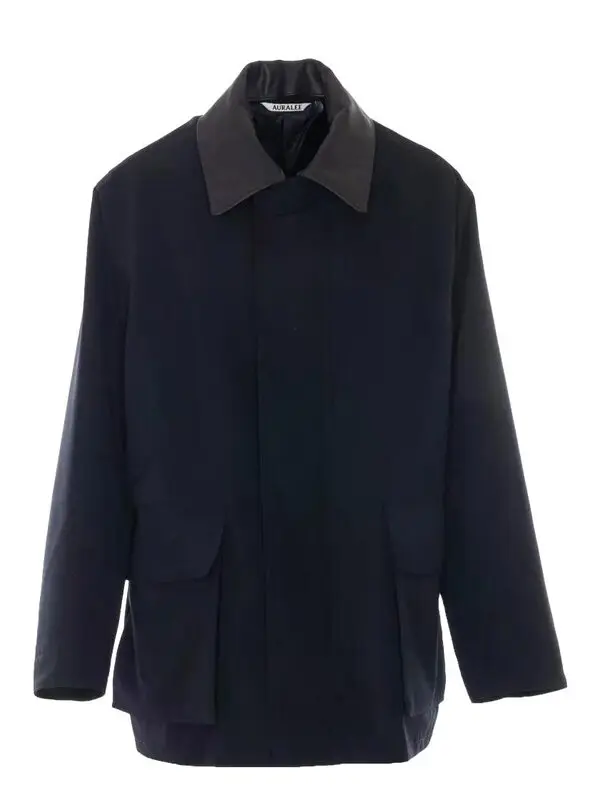 Auralee Point-collar Wool Jacket - Blue