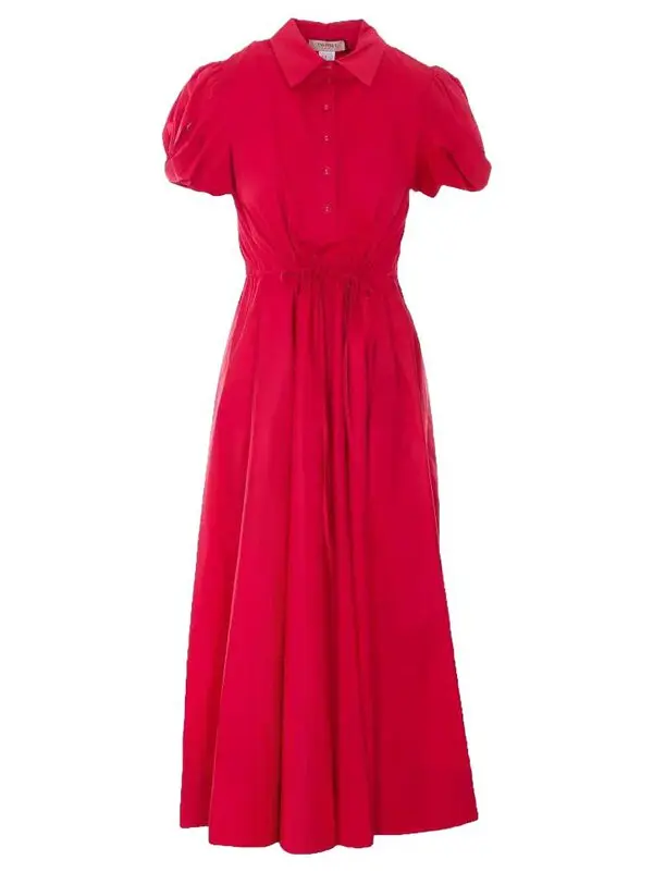 TWINSET Balloon-sleeve Midi Shirt Dress - Red