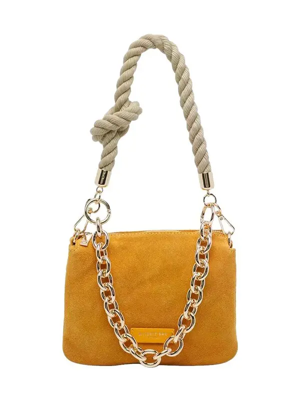 MY BEST BAG FIRENZE Suede Shoulder Bag With Rope Handle - Yellow