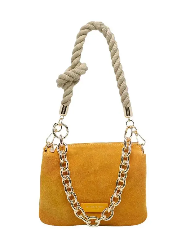 MY BEST BAG FIRENZE Suede Shoulder Bag With Rope Handle - Yellow