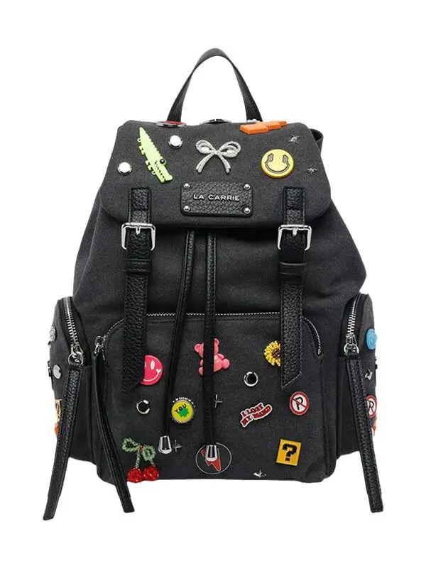 LA CARRIE Pin-embellished Backpack - Black