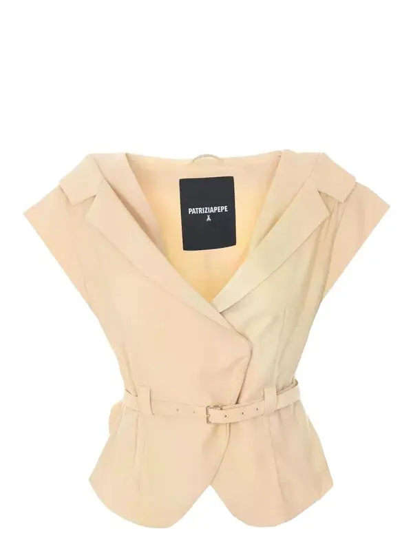Patrizia Pepe Belted Sleeveless Waistcoat - Neutrals