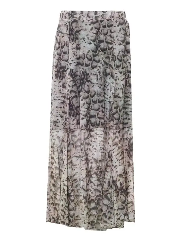 Pinko Animal-print Tiered Maxi Skirt - Neutrals