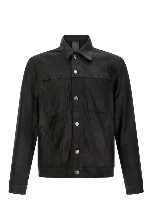 GIORGIO BRATO Velour-texture Leather Jacket - Black
