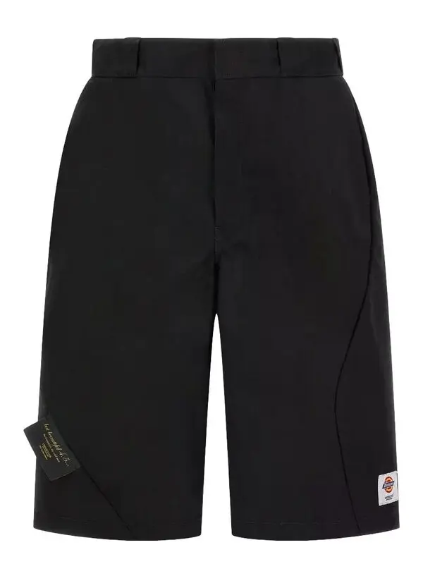 Undercover X Dickies Asymmetric-stitch Logo-patch Shorts - Black