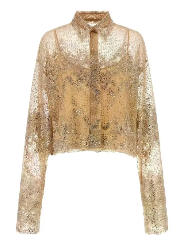 Ermanno Scervino Crystal-embellished Embroidered Shirt - Neutrals