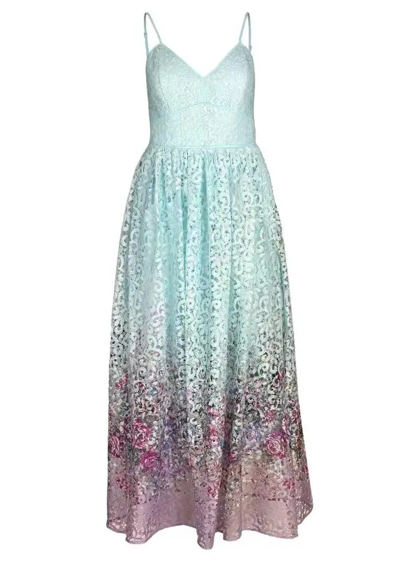 CHRISTY LYNN Floral-lace Midi Dress - Blue