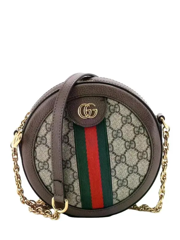 Gucci Ophidia Round Shoulder Bag Gg Coated Canvas Mini - Brown
