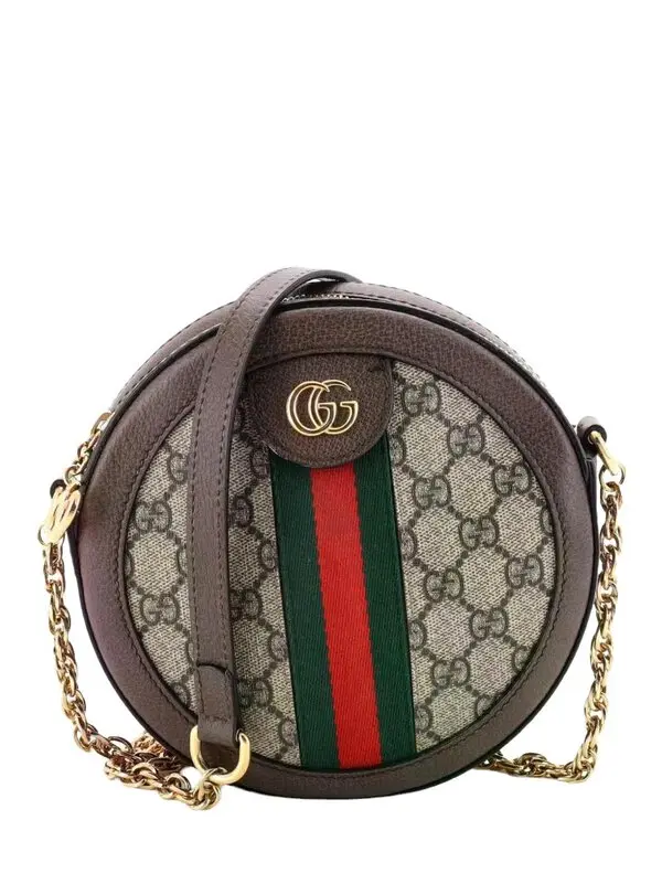 Gucci Ophidia Round Shoulder Bag Gg Coated Canvas Mini - Brown