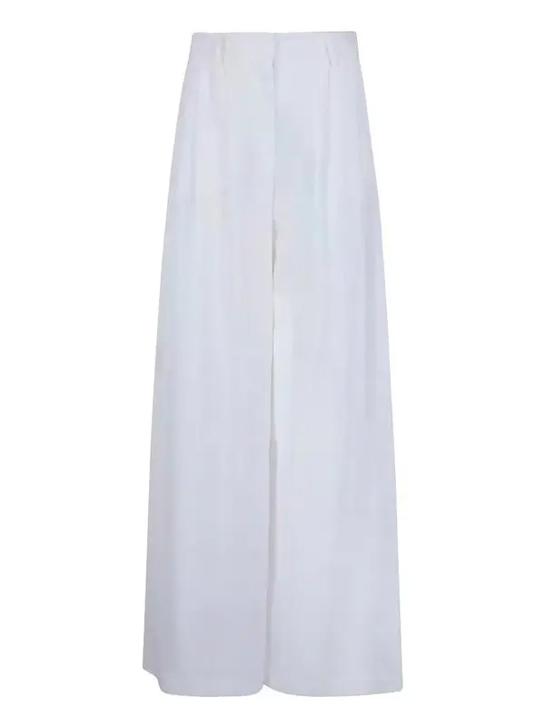 DRHOPE Pleated Wide-leg Trousers - White