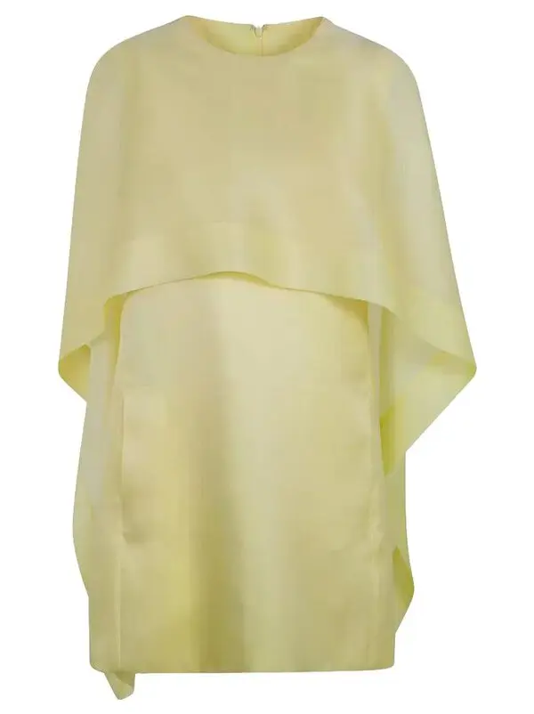 Alberta Ferretti Layered Cape-sleeve Mini Dress - Yellow