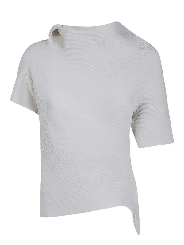 Issey Miyake Asymmetric Ribbed-knit Top - Neutrals