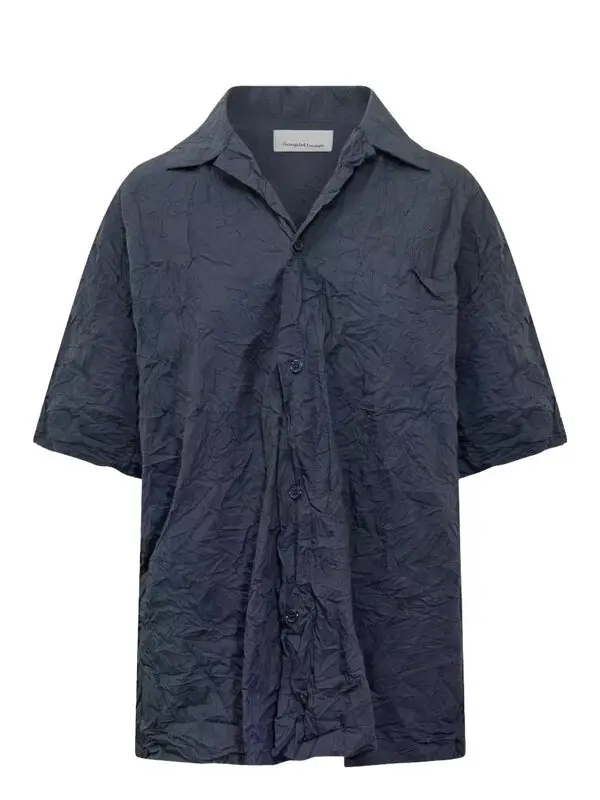 GONGDID DESIGN Hand-pleated Crinkled Shirt - Blue
