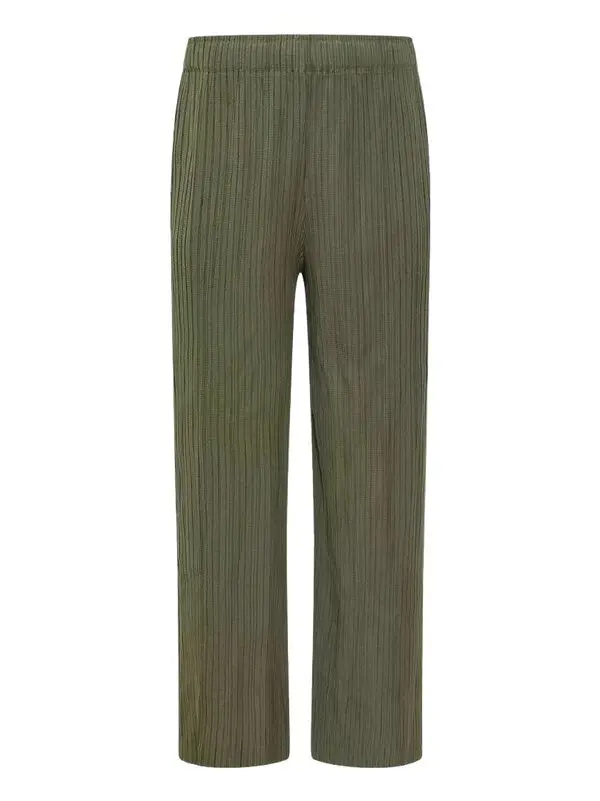 GONGDID DESIGN Plissé-effect Striped Trousers - Green