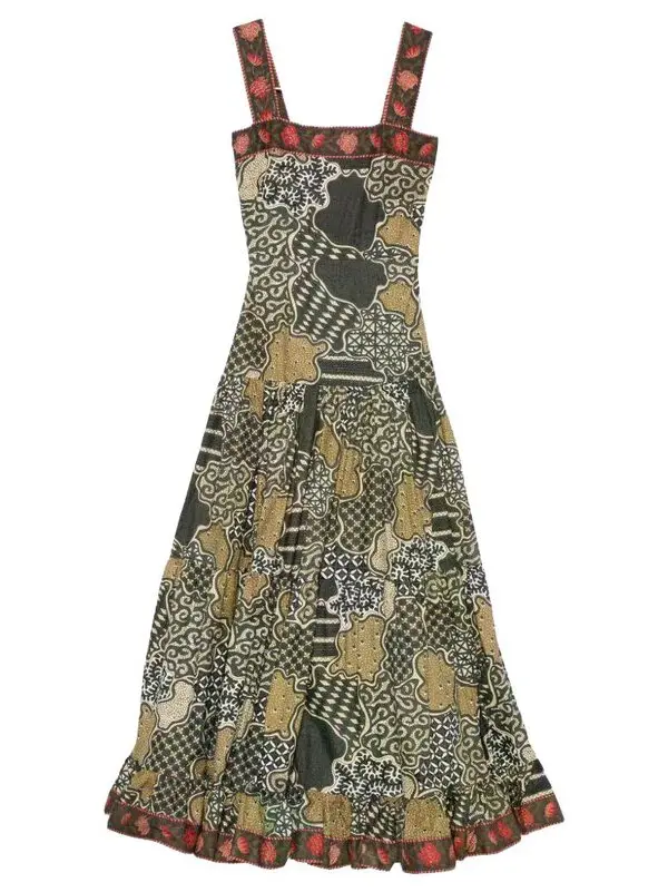 PHILIPPA 1970 Abstract-print Maxi Dress - Black