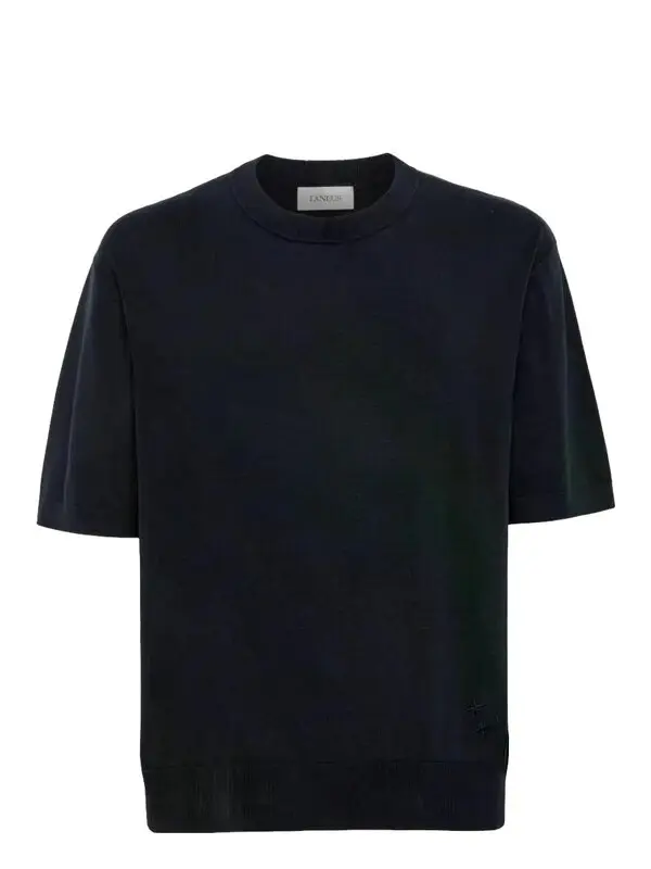 LANEUS Cotton Crew-neck T-shirt - Blue