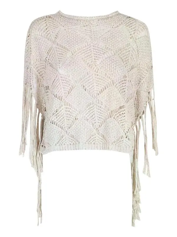 Antonelli Firenze Brionia Fringed Sweater - Neutrals