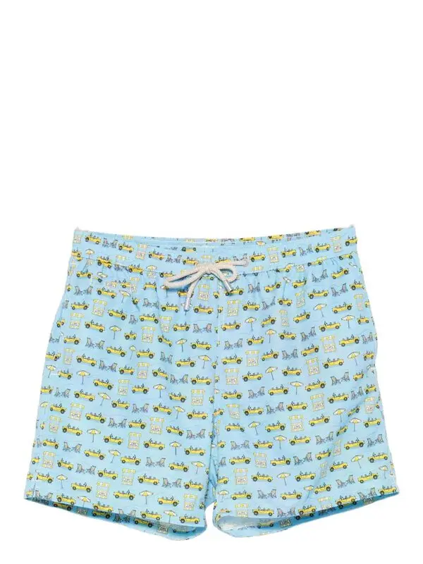 MC2 SAINT BARTH Car-print Drawstring Swim Shorts - Blue