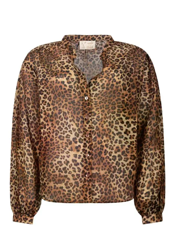 MC2 SAINT BARTH Leopard-print Semi-sheer Shirt - Brown