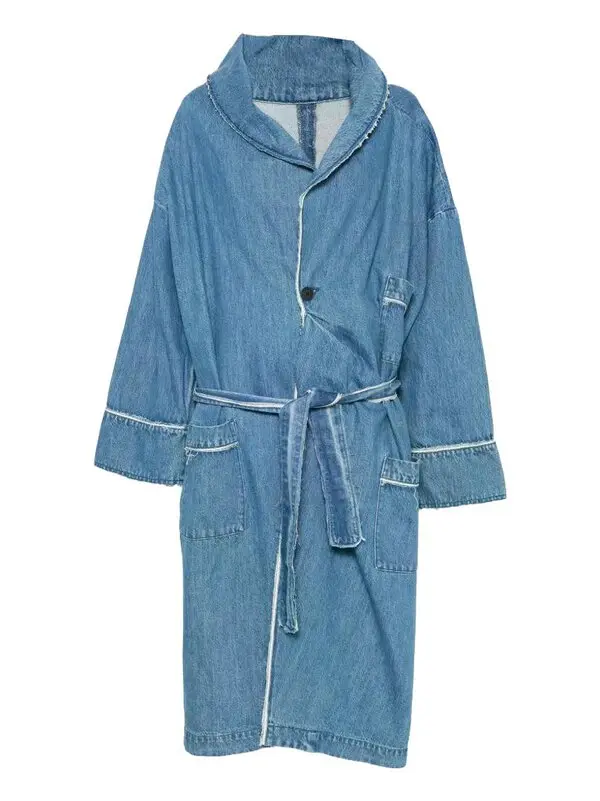 FAÇON JACMIN Miki Frayed-hem Oversized Coat - Blue