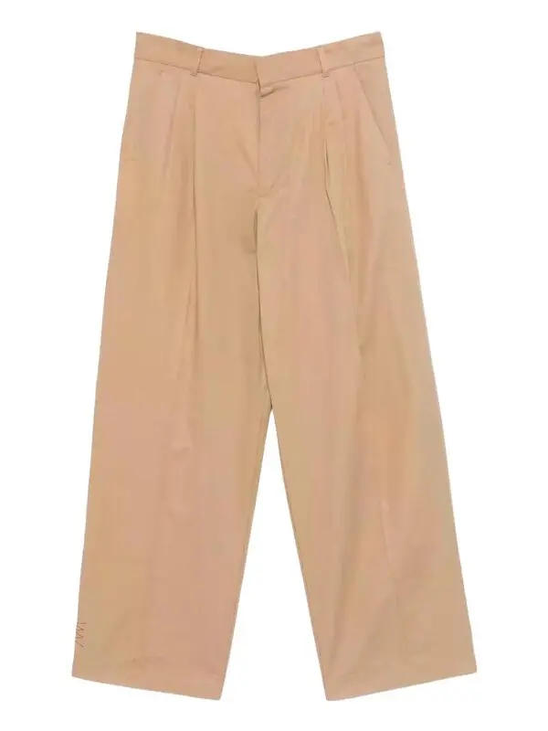 AMARANTO Pleated Straight-leg Trousers - Neutrals